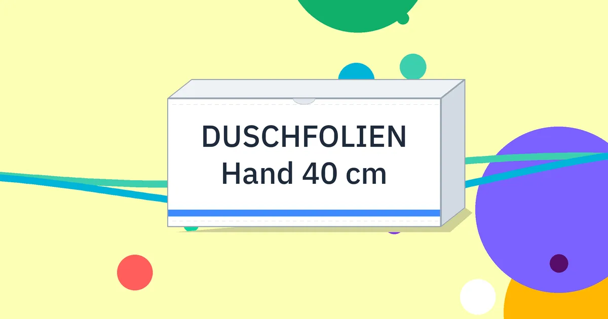 Symbolbild: Packung mit der Aufschrift DUSCHFOLIEN Hand 40 cm (PZN 07274568) – Verfügbarkeit und Bezug in Apotheken in Frankfurt am Main