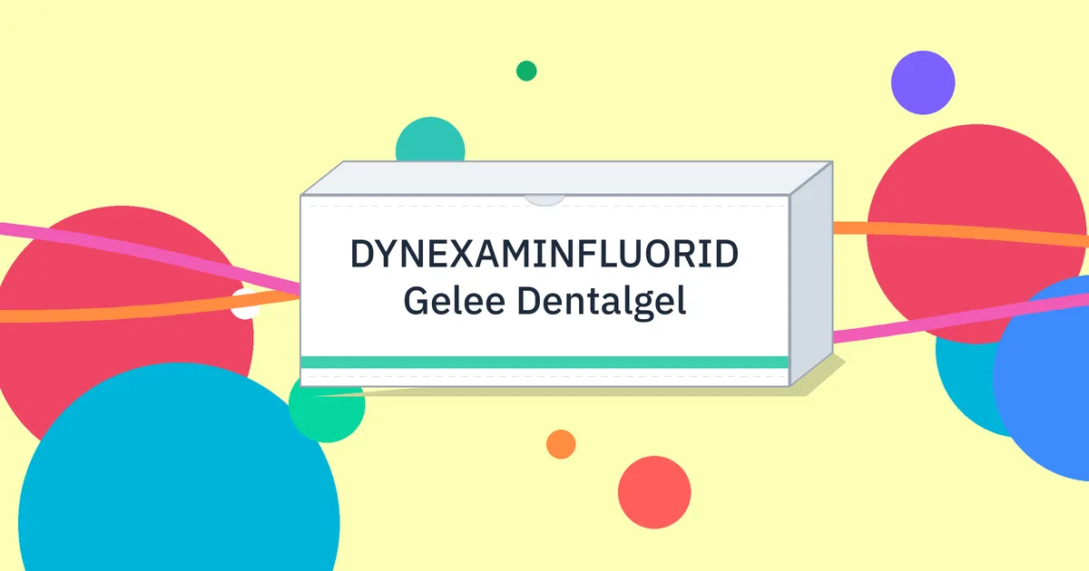 Symbolbild: Packung mit der Aufschrift DYNEXAMINFLUORID Gelee Dentalgel (PZN 11037012) – Verfügbarkeit und Bezug in Apotheken in Frankfurt am Main
