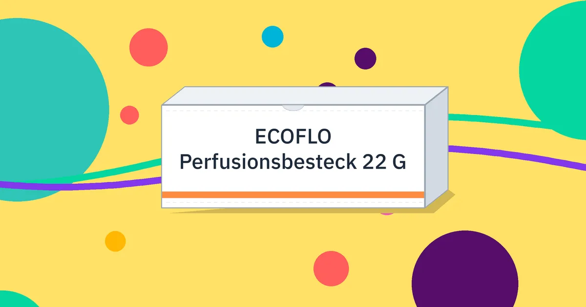 Symbolbild: Packung mit der Aufschrift ECOFLO Perfusionsbesteck 22 G (PZN 03535948) – Verfügbarkeit und Bezug in Apotheken in Frankfurt am Main