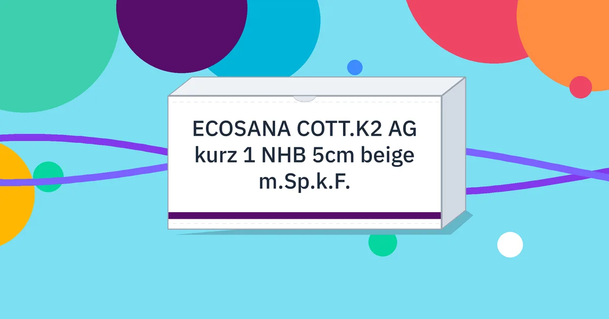 Symbolbild: Packung mit der Aufschrift ECOSANA COTT.K2 AG kurz 1 NHB 5cm beige m.Sp.k.F. (PZN 16948592) – Verfügbarkeit und Bezug in Apotheken in Frankfurt am Main