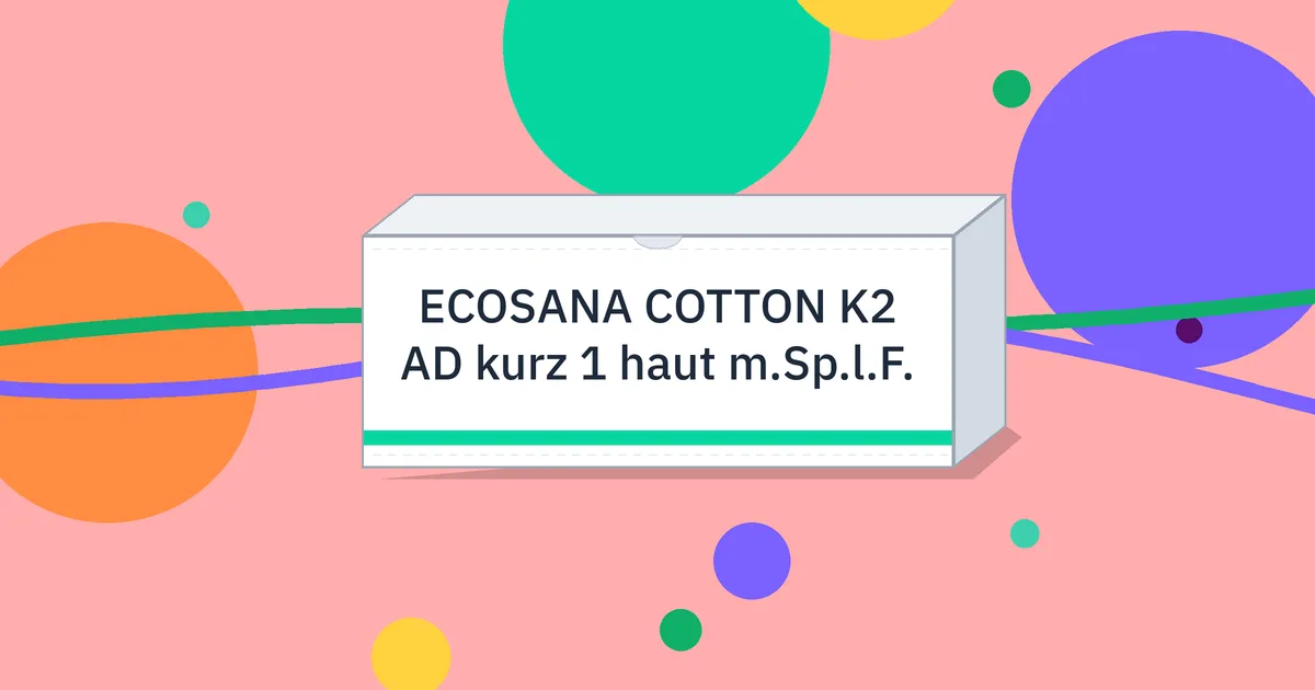 Symbolbild: Packung mit der Aufschrift ECOSANA COTTON K2 AD kurz 1 haut m.Sp.l.F. (PZN 16947262) – Verfügbarkeit und Bezug in Apotheken in Frankfurt am Main