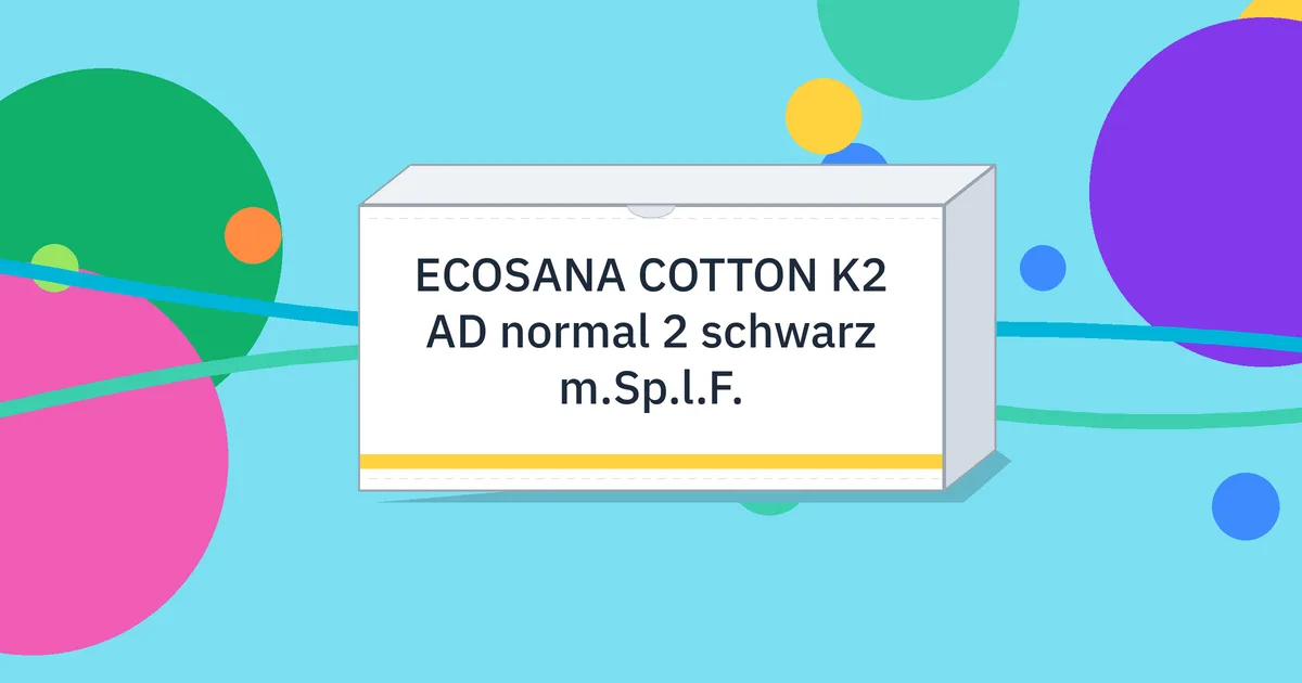 Symbolbild: Packung mit der Aufschrift ECOSANA COTTON K2 AD normal 2 schwarz m.Sp.l.F. (PZN 16947291) – Verfügbarkeit und Bezug in Apotheken in Frankfurt am Main
