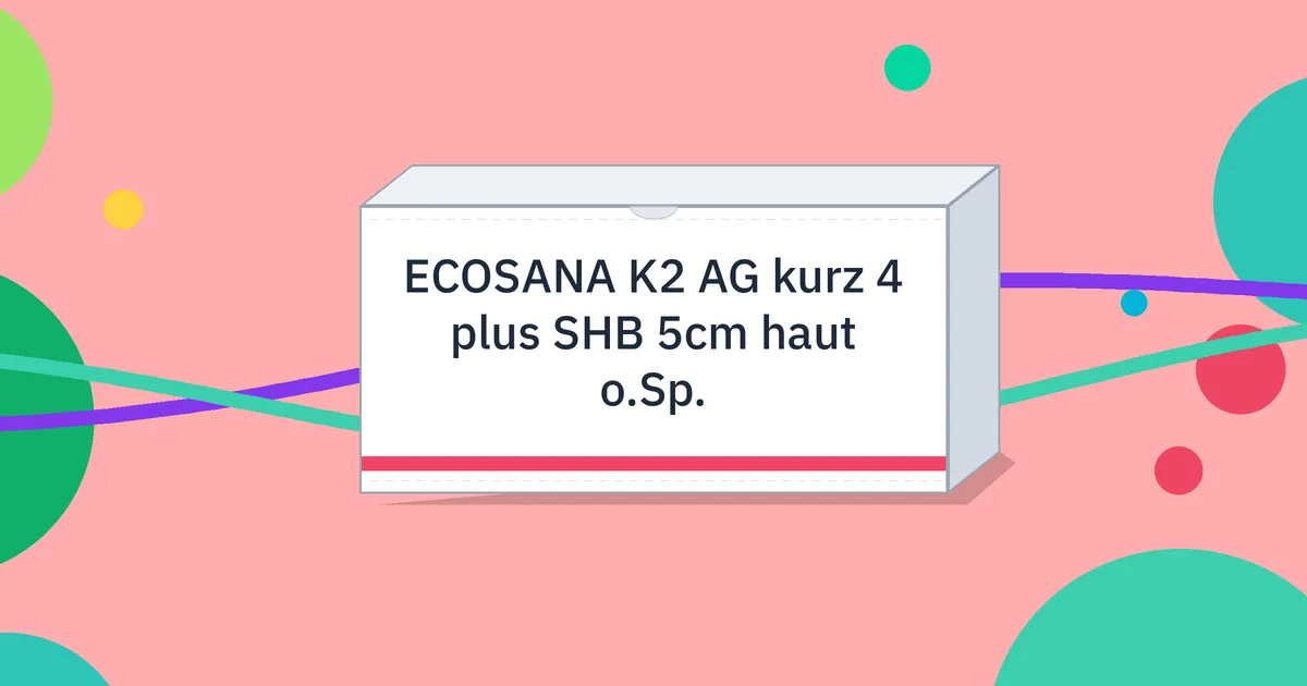 Symbolbild: Packung mit der Aufschrift ECOSANA K2 AG kurz 4 plus SHB 5cm haut o.Sp. (PZN 01452922) – Verfügbarkeit und Bezug in Apotheken in Frankfurt am Main