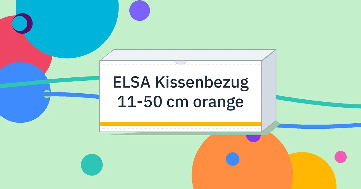 Symbolbild: Packung mit der Aufschrift ELSA Kissenbezug 11-50 cm orange (PZN 03730897) – Verfügbarkeit und Bezug in Apotheken in Frankfurt am Main