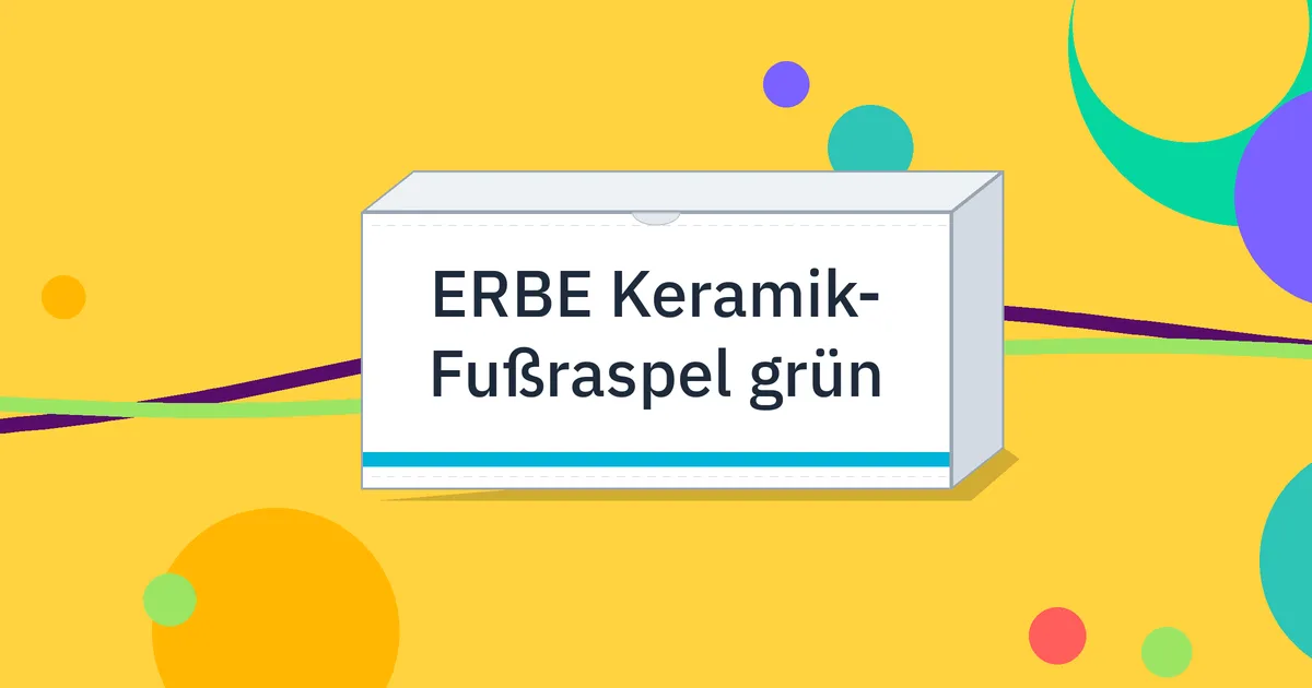 Symbolbild: Packung mit der Aufschrift ERBE Keramik-Fußraspel grün (PZN 15887397) – Verfügbarkeit und Bezug in Apotheken in Frankfurt am Main