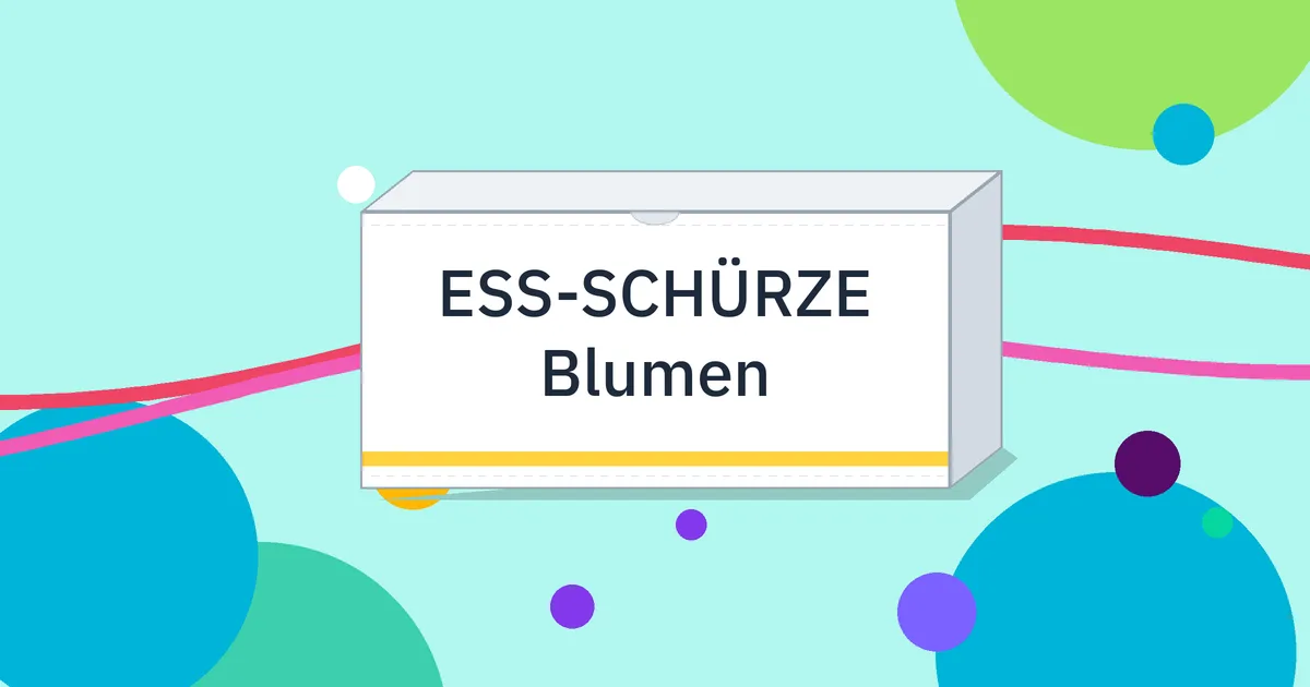 Symbolbild: Packung mit der Aufschrift ESS-SCHÜRZE Blumen (PZN 09295882) – Verfügbarkeit und Bezug in Apotheken in Frankfurt am Main