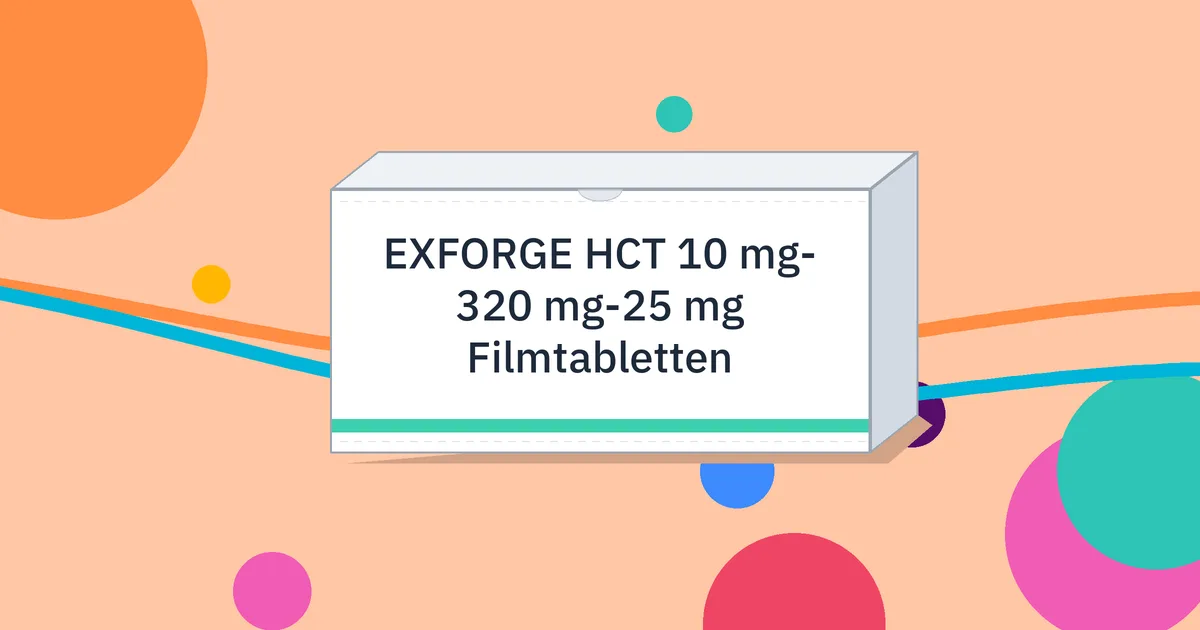 Symbolbild: Packung mit der Aufschrift EXFORGE HCT 10 mg-320 mg-25 mg Filmtabletten (PZN 05112324) – Verfügbarkeit und Bezug in Apotheken in Frankfurt am Main