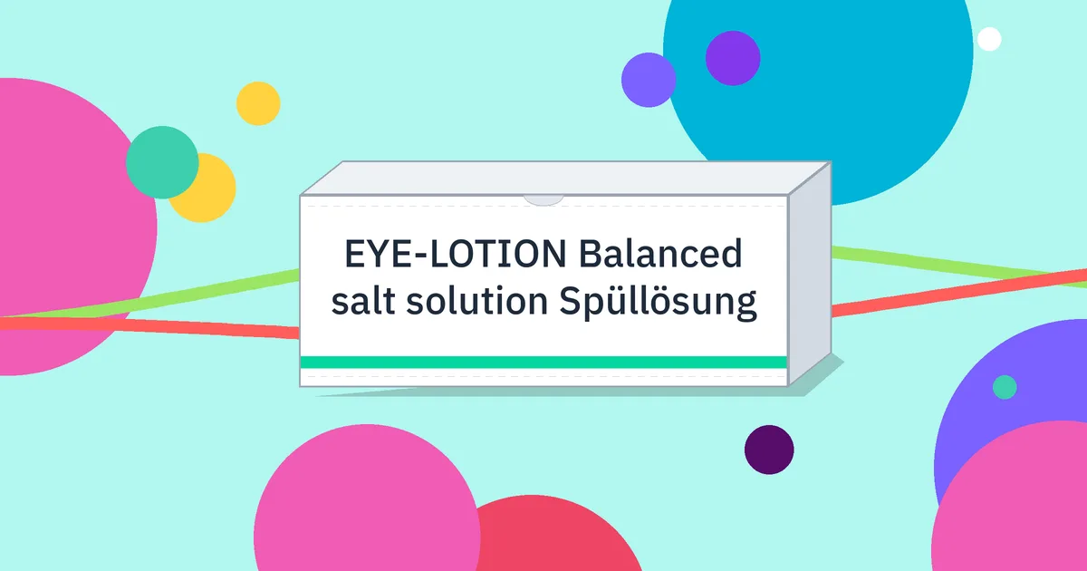 Symbolbild: Packung mit der Aufschrift EYE-LOTION Balanced salt solution Spüllösung (PZN 12503143) – Verfügbarkeit und Bezug in Apotheken in Frankfurt am Main