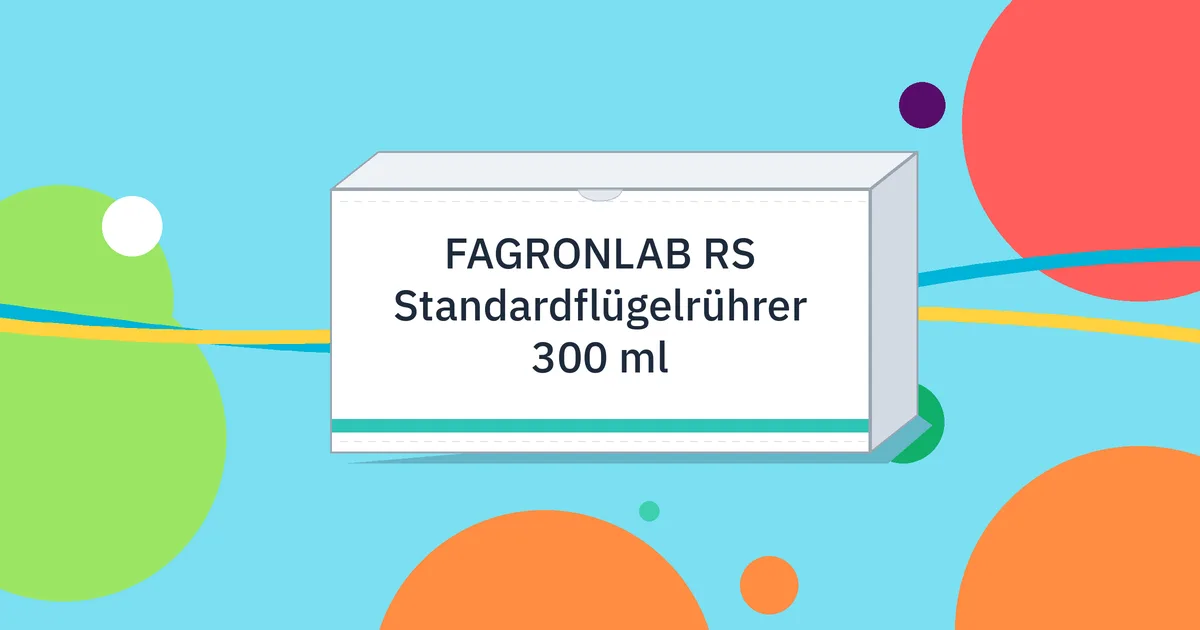 Symbolbild: Packung mit der Aufschrift FAGRONLAB RS Standardflügelrührer 300 ml (PZN 20362395) – Verfügbarkeit und Bezug in Apotheken in Frankfurt am Main