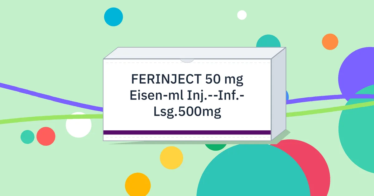 Symbolbild: Packung mit der Aufschrift FERINJECT 50 mg Eisen-ml Inj.--Inf.-Lsg.500mg (PZN 10030321) – Verfügbarkeit und Bezug in Apotheken in Frankfurt am Main