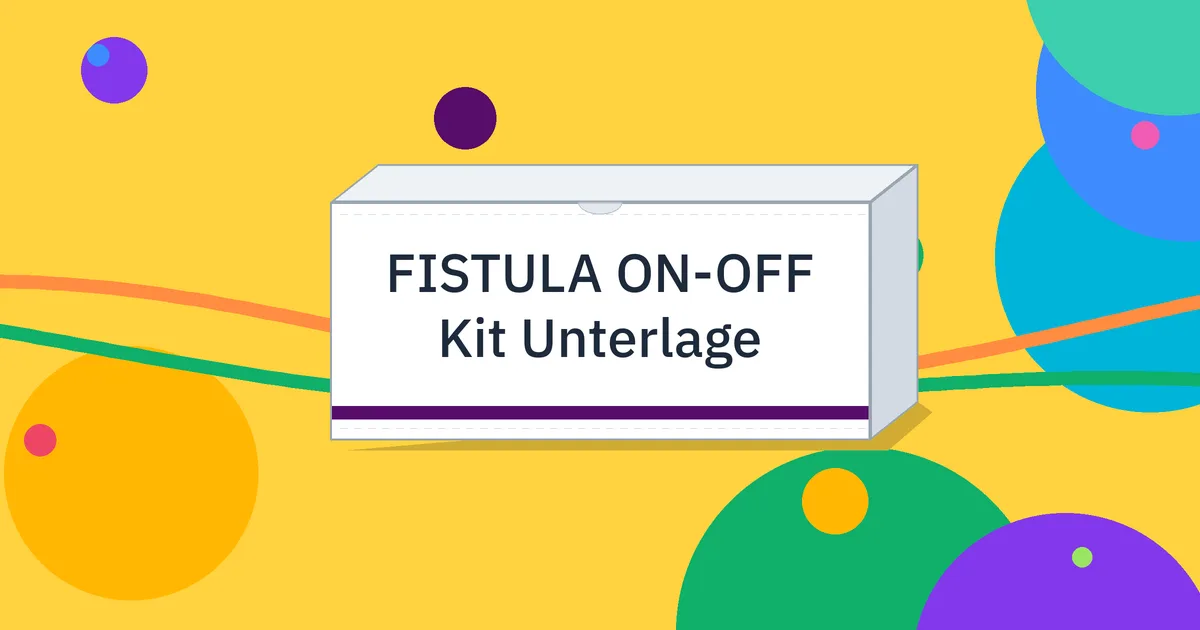 Symbolbild: Packung mit der Aufschrift FISTULA ON-OFF Kit Unterlage (PZN 16401379) – Verfügbarkeit und Bezug in Apotheken in Frankfurt am Main