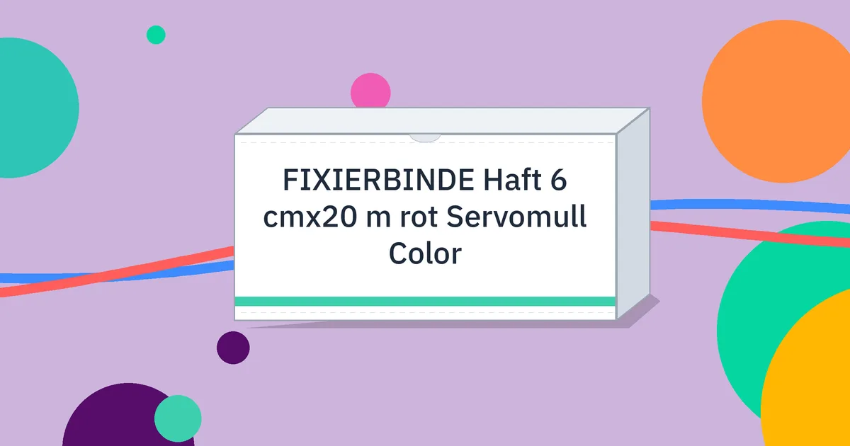 Symbolbild: Packung mit der Aufschrift FIXIERBINDE Haft 6 cmx20 m rot Servomull Color (PZN 12671573) – Verfügbarkeit und Bezug in Apotheken in Frankfurt am Main