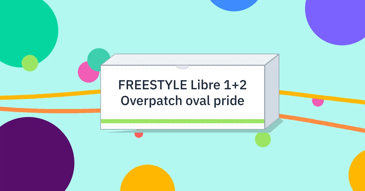 Symbolbild: Packung mit der Aufschrift FREESTYLE Libre 1+2 Overpatch oval pride (PZN 19866713) – Verfügbarkeit und Bezug in Apotheken in Frankfurt am Main