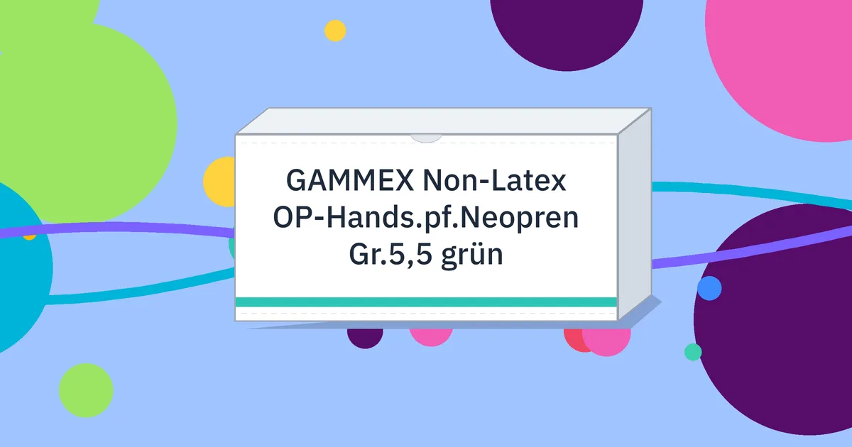 Symbolbild: Packung mit der Aufschrift GAMMEX Non-Latex OP-Hands.pf.Neopren Gr.5,5 grün (PZN 11237975) – Verfügbarkeit und Bezug in Apotheken in Frankfurt am Main