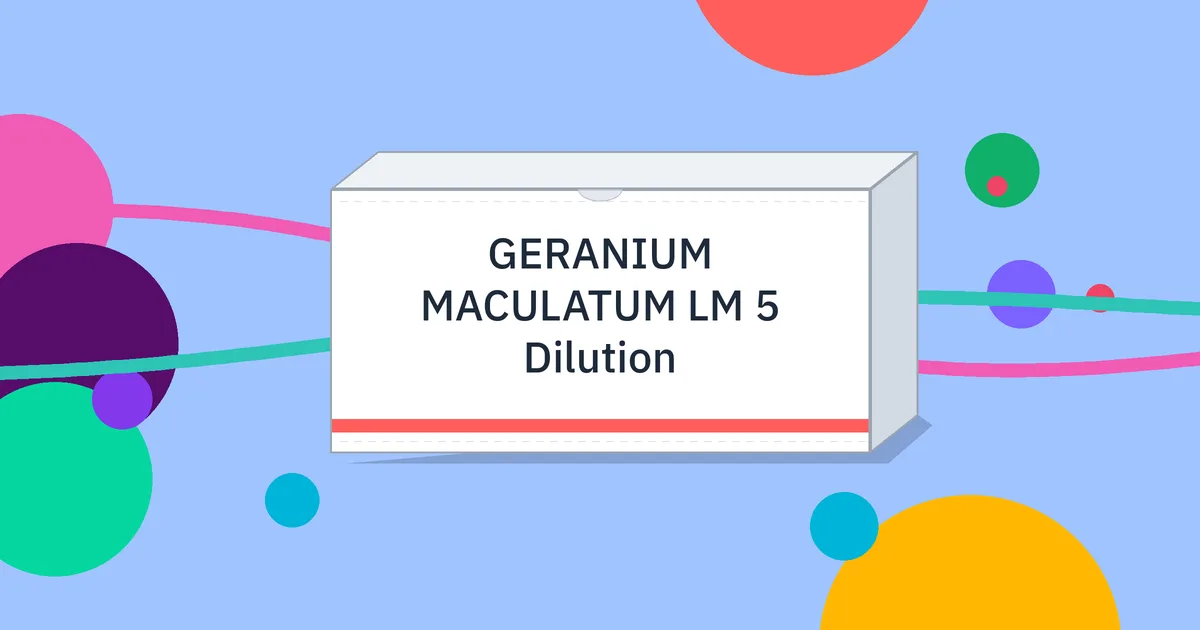 Symbolbild: Packung mit der Aufschrift GERANIUM MACULATUM LM 5 Dilution (PZN 12876571) – Verfügbarkeit und Bezug in Apotheken in Frankfurt am Main