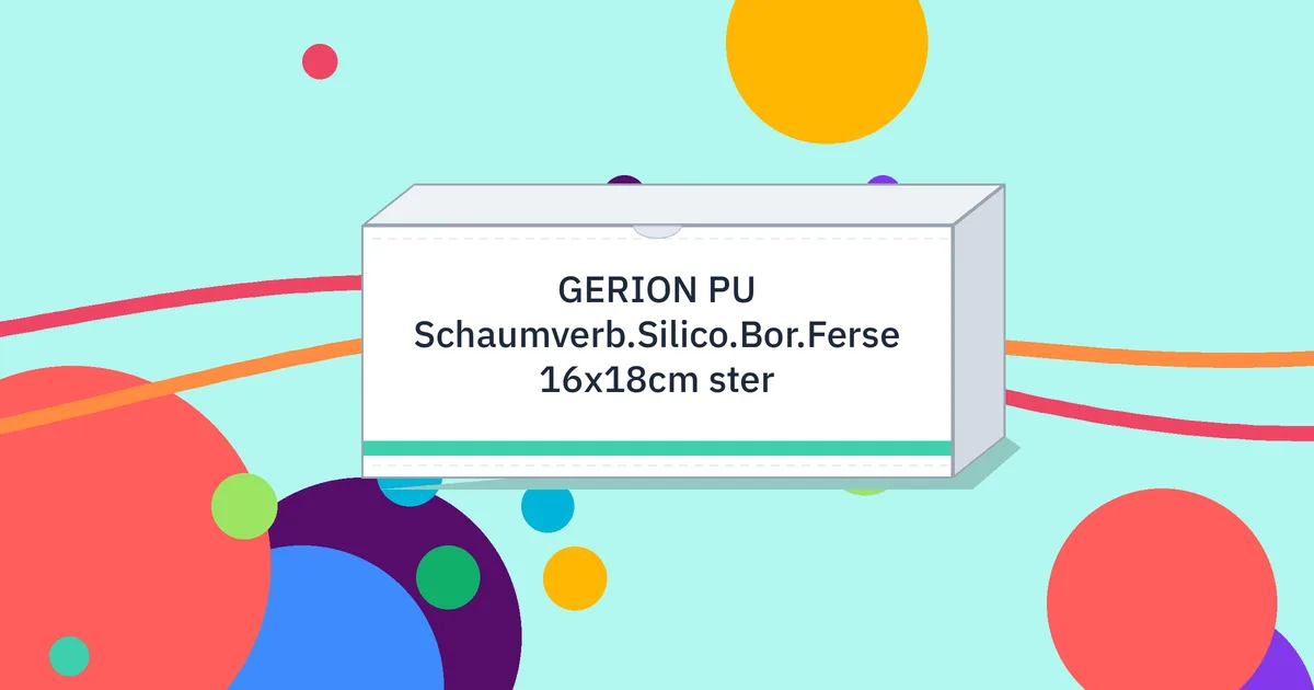 Symbolbild: Packung mit der Aufschrift GERION PU Schaumverb.Silico.Bor.Ferse 16x18cm ster (PZN 20084022) – Verfügbarkeit und Bezug in Apotheken in Frankfurt am Main