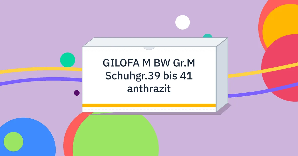 Symbolbild: Packung mit der Aufschrift GILOFA M BW Gr.M Schuhgr.39 bis 41 anthrazit (PZN 16724562) – Verfügbarkeit und Bezug in Apotheken in Frankfurt am Main