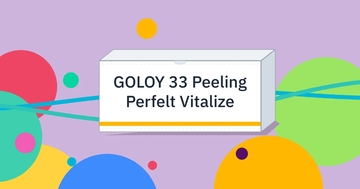 Symbolbild: Packung mit der Aufschrift GOLOY 33 Peeling Perfelt Vitalize (PZN 01712961) – Verfügbarkeit und Bezug in Apotheken in Frankfurt am Main