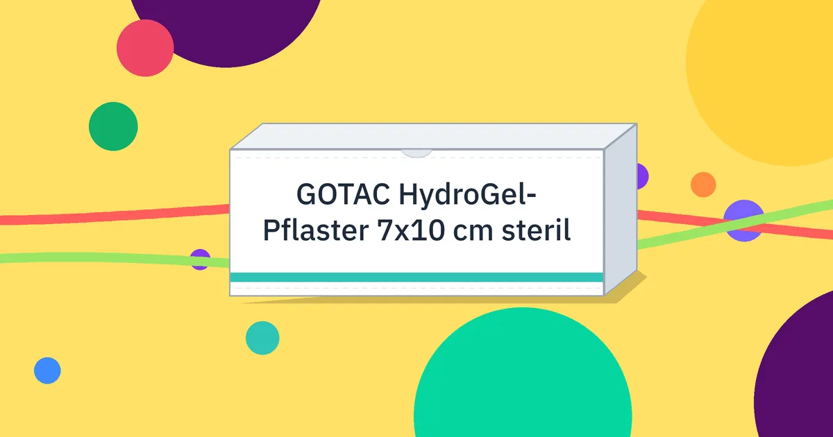 Symbolbild: Packung mit der Aufschrift GOTAC HydroGel-Pflaster 7x10 cm steril (PZN 10068358) – Verfügbarkeit und Bezug in Apotheken in Frankfurt am Main