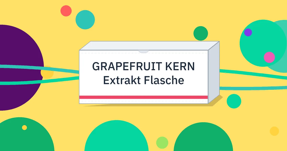 Symbolbild: Packung mit der Aufschrift GRAPEFRUIT KERN Extrakt Flasche (PZN 16935715) – Verfügbarkeit und Bezug in Apotheken in Frankfurt am Main