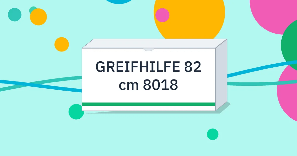 Symbolbild: Packung mit der Aufschrift GREIFHILFE 82 cm 8018 (PZN 07363102) – Verfügbarkeit und Bezug in Apotheken in Frankfurt am Main