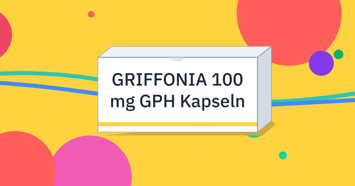 Symbolbild: Packung mit der Aufschrift GRIFFONIA 100 mg GPH Kapseln (PZN 13359719) – Verfügbarkeit und Bezug in Apotheken in Frankfurt am Main