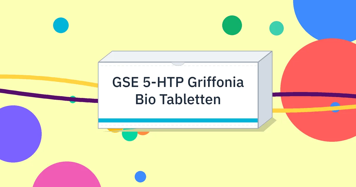 Symbolbild: Packung mit der Aufschrift GSE 5-HTP Griffonia Bio Tabletten (PZN 16876332) – Verfügbarkeit und Bezug in Apotheken in Frankfurt am Main