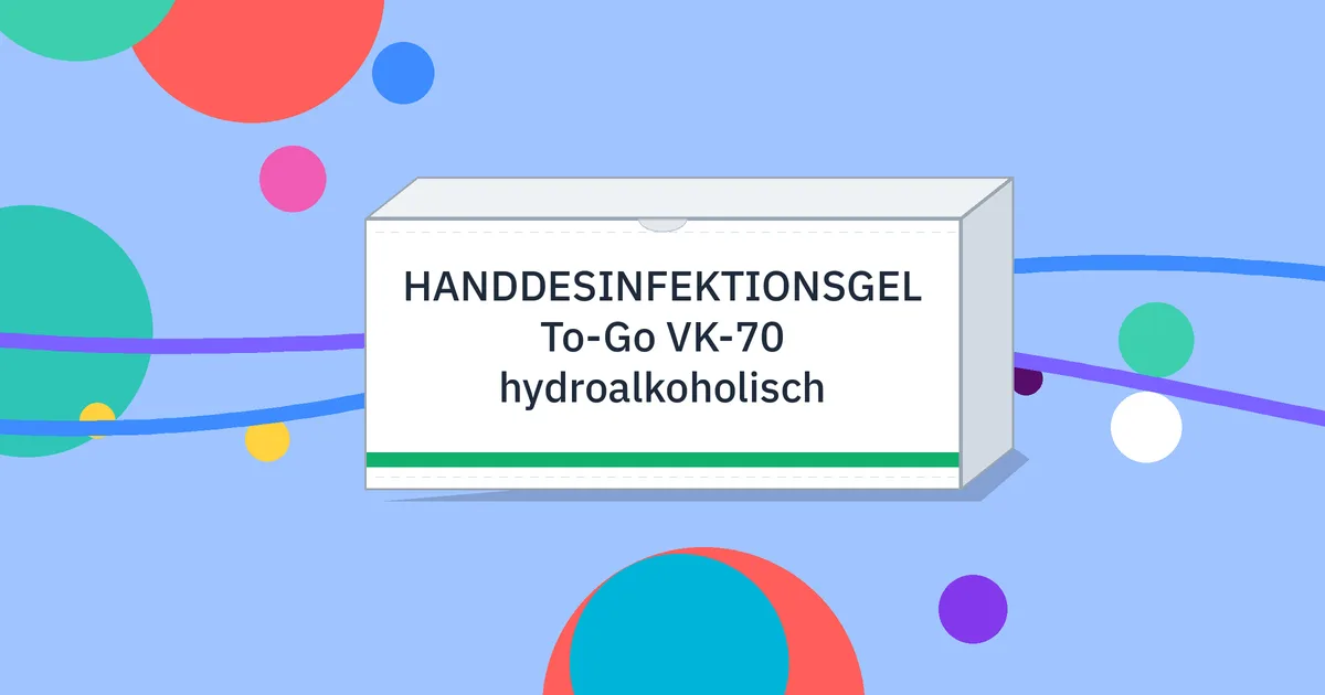 Symbolbild: Packung mit der Aufschrift HANDDESINFEKTIONSGEL To-Go VK-70 hydroalkoholisch (PZN 16614135) – Verfügbarkeit und Bezug in Apotheken in Frankfurt am Main