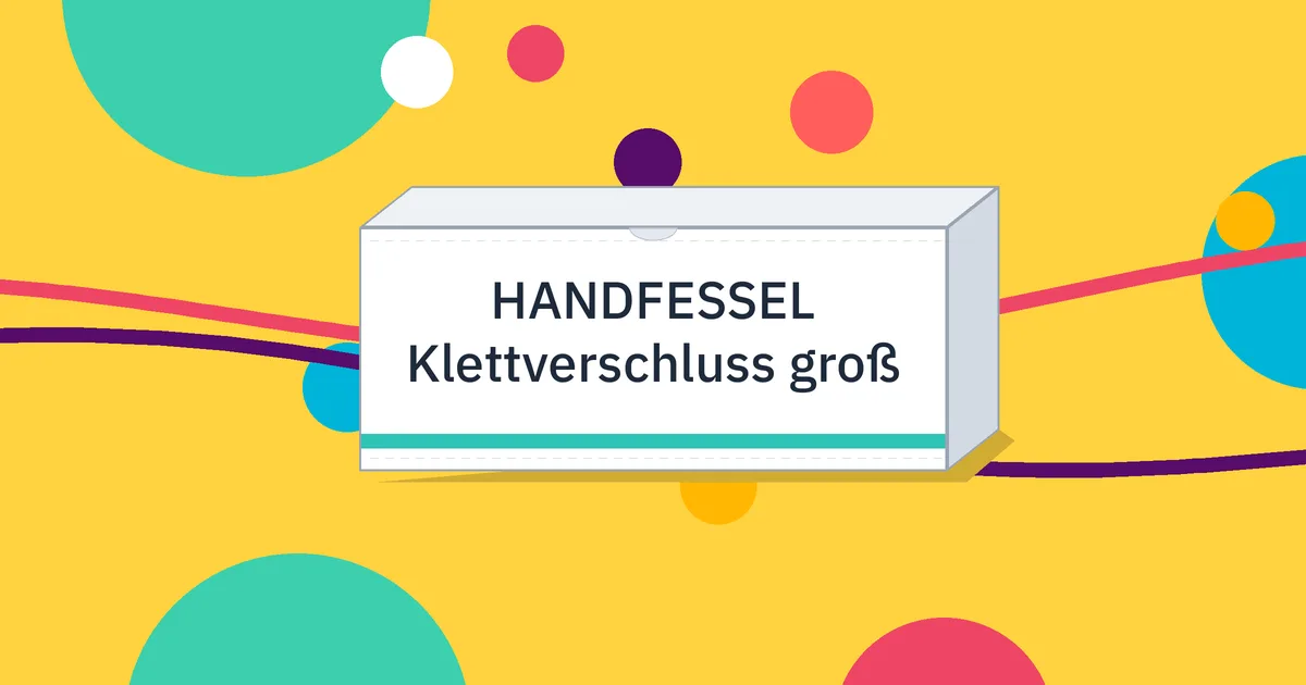 Symbolbild: Packung mit der Aufschrift HANDFESSEL Klettverschluss groß (PZN 02691787) – Verfügbarkeit und Bezug in Apotheken in Frankfurt am Main