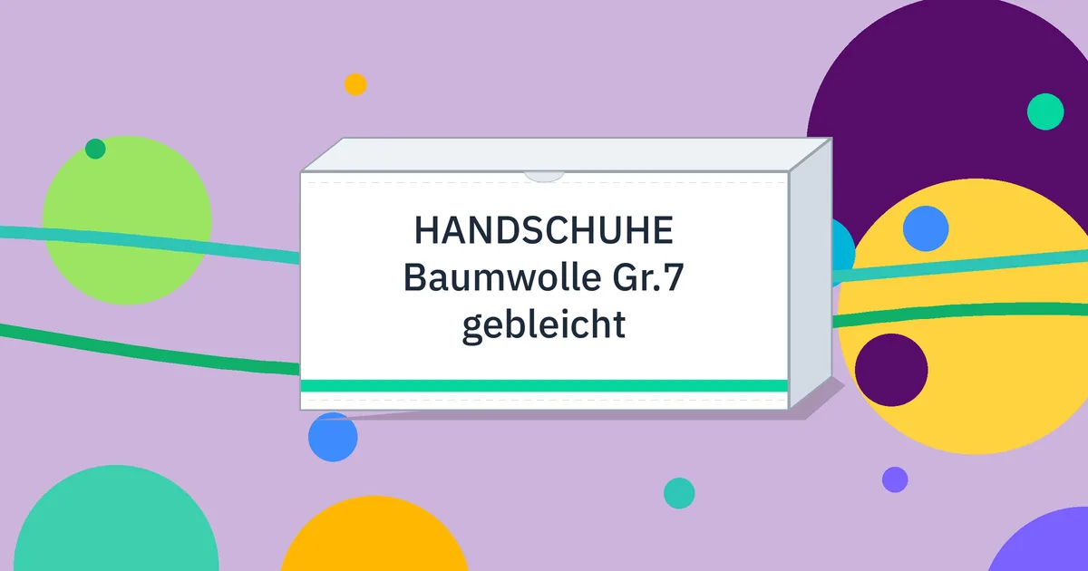 Symbolbild: Packung mit der Aufschrift HANDSCHUHE Baumwolle Gr.7 gebleicht (PZN 01468892) – Verfügbarkeit und Bezug in Apotheken in Frankfurt am Main