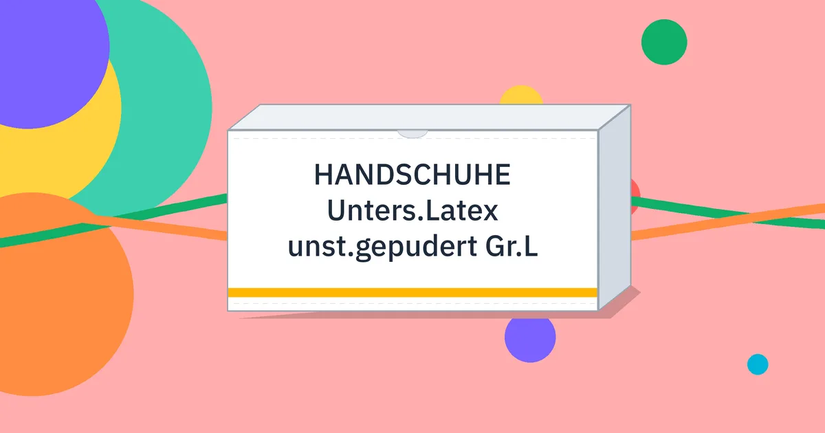 Symbolbild: Packung mit der Aufschrift HANDSCHUHE Unters.Latex unst.gepudert Gr.L (PZN 04980113) – Verfügbarkeit und Bezug in Apotheken in Frankfurt am Main