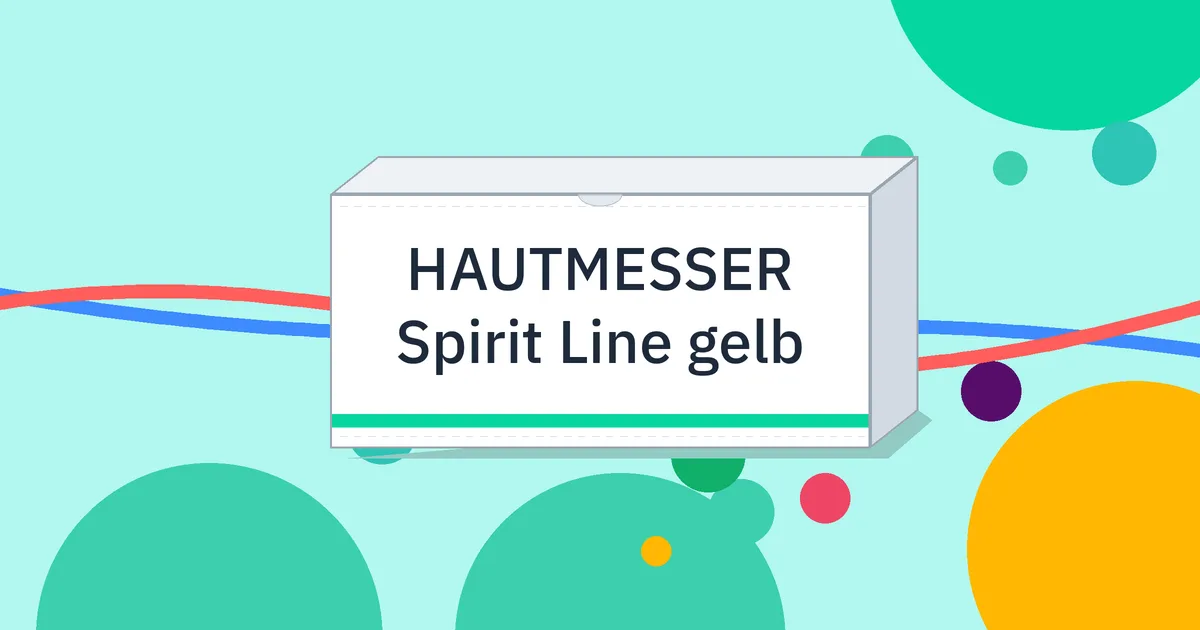 Symbolbild: Packung mit der Aufschrift HAUTMESSER Spirit Line gelb (PZN 01516763) – Verfügbarkeit und Bezug in Apotheken in Frankfurt am Main