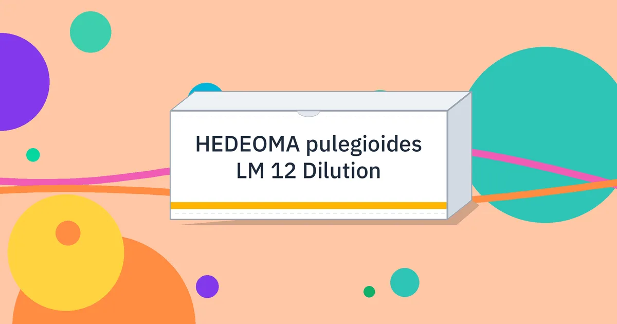 Symbolbild: Packung mit der Aufschrift HEDEOMA pulegioides LM 12 Dilution (PZN 13551150) – Verfügbarkeit und Bezug in Apotheken in Frankfurt am Main