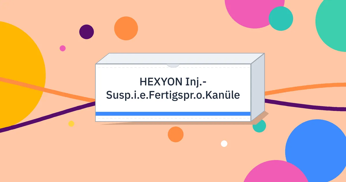 Symbolbild: Packung mit der Aufschrift HEXYON Inj.-Susp.i.e.Fertigspr.o.Kanüle (PZN 07121304) – Verfügbarkeit und Bezug in Apotheken in Frankfurt am Main