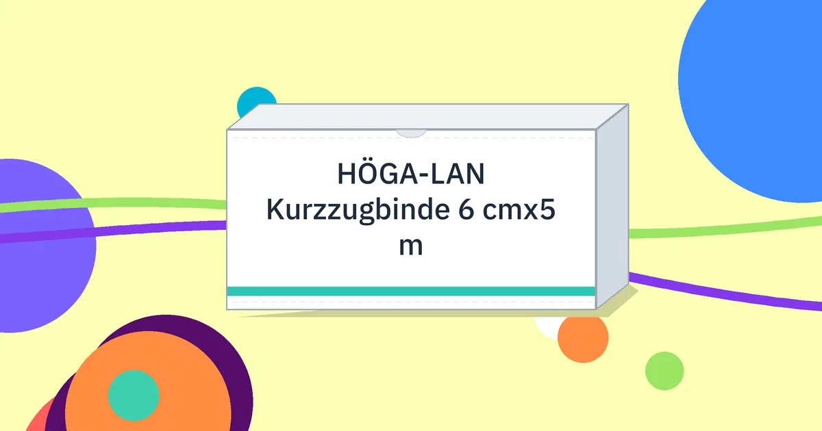 Symbolbild: Packung mit der Aufschrift HÖGA-LAN Kurzzugbinde 6 cmx5 m (PZN 07688778) – Verfügbarkeit und Bezug in Apotheken in Frankfurt am Main
