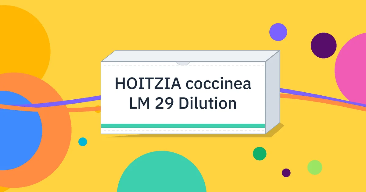 Symbolbild: Packung mit der Aufschrift HOITZIA coccinea LM 29 Dilution (PZN 13554622) – Verfügbarkeit und Bezug in Apotheken in Frankfurt am Main