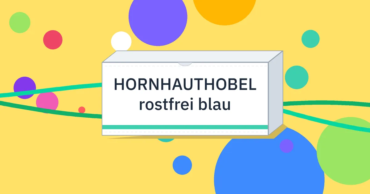 Symbolbild: Packung mit der Aufschrift HORNHAUTHOBEL rostfrei blau (PZN 01524886) – Verfügbarkeit und Bezug in Apotheken in Frankfurt am Main