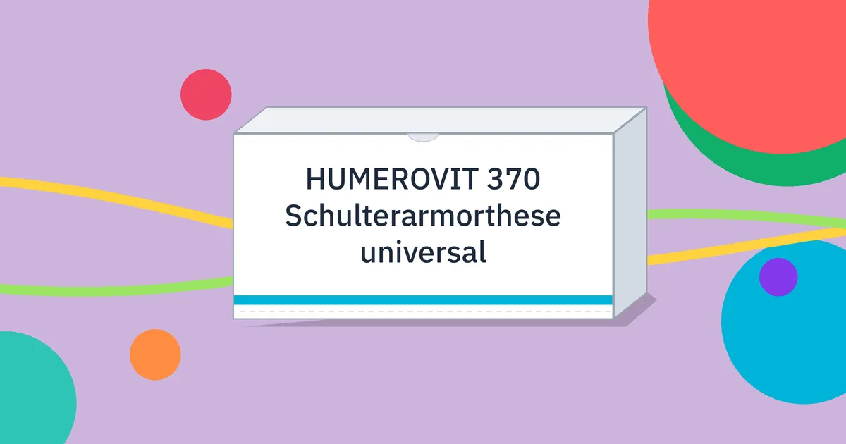 Symbolbild: Packung mit der Aufschrift HUMEROVIT 370 Schulterarmorthese universal (PZN 11608621) – Verfügbarkeit und Bezug in Apotheken in Frankfurt am Main