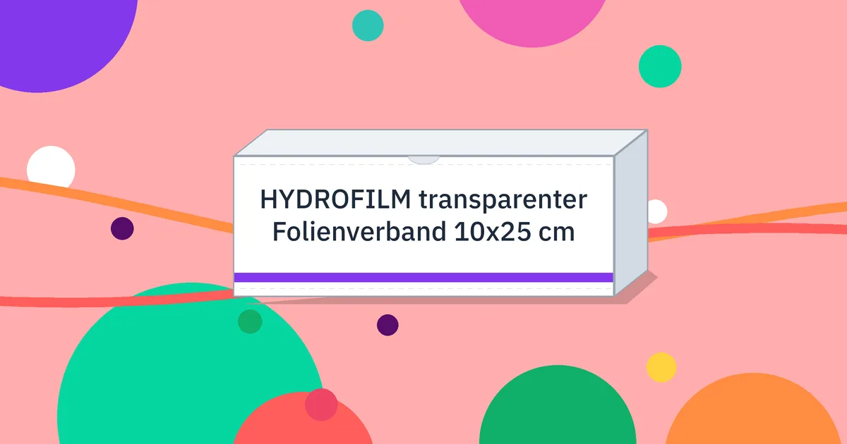 Symbolbild: Packung mit der Aufschrift HYDROFILM transparenter Folienverband 10x25 cm (PZN 17206119) – Verfügbarkeit und Bezug in Apotheken in Frankfurt am Main