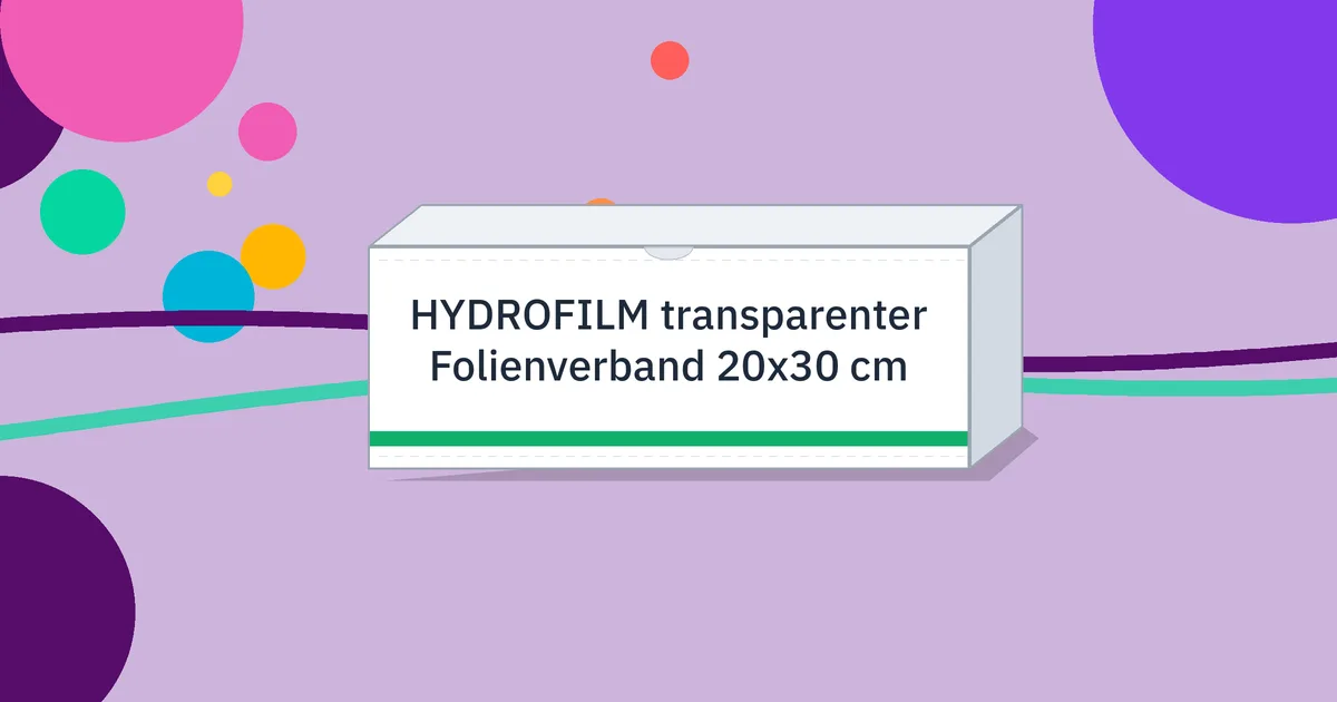 Symbolbild: Packung mit der Aufschrift HYDROFILM transparenter Folienverband 20x30 cm (PZN 17206131) – Verfügbarkeit und Bezug in Apotheken in Frankfurt am Main