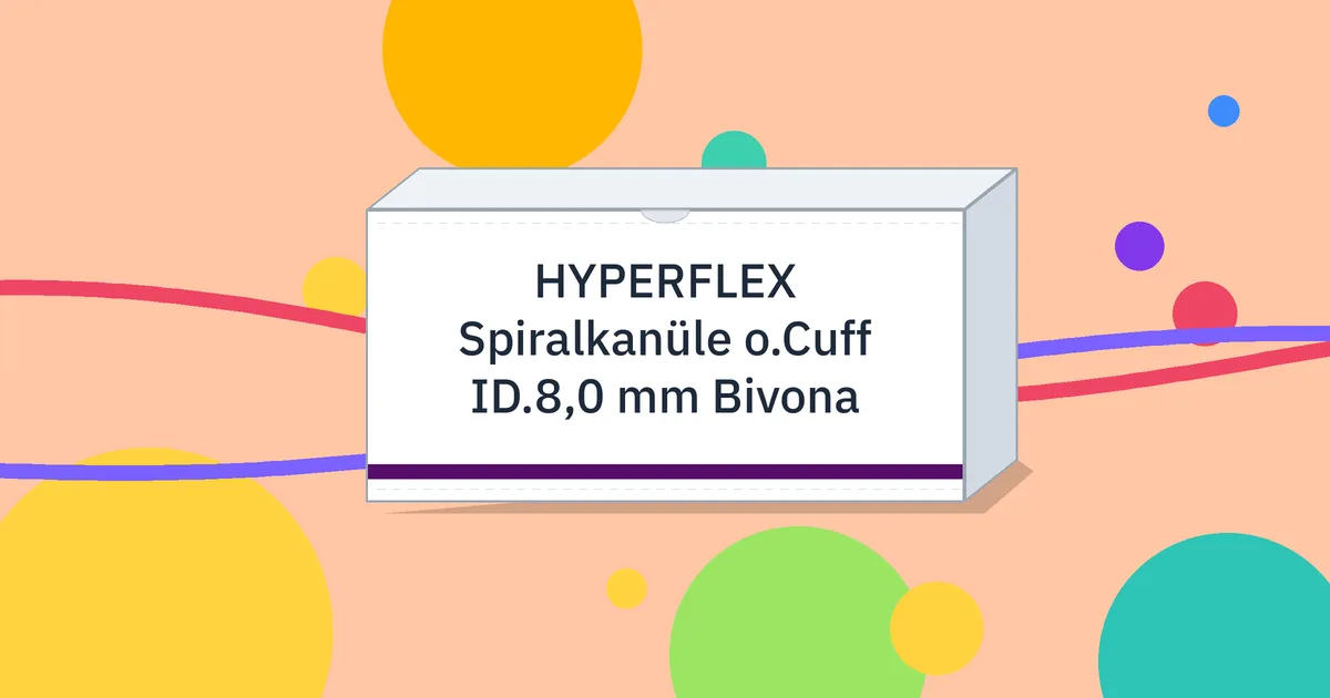 Symbolbild: Packung mit der Aufschrift HYPERFLEX Spiralkanüle o.Cuff ID.8,0 mm Bivona (PZN 06827031) – Verfügbarkeit und Bezug in Apotheken in Frankfurt am Main