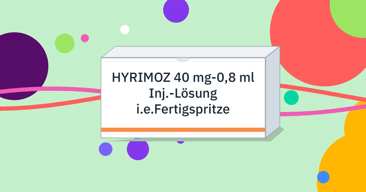 Symbolbild: Packung mit der Aufschrift HYRIMOZ 40 mg-0,8 ml Inj.-Lösung i.e.Fertigspritze (PZN 16759460) – Verfügbarkeit und Bezug in Apotheken in Frankfurt am Main