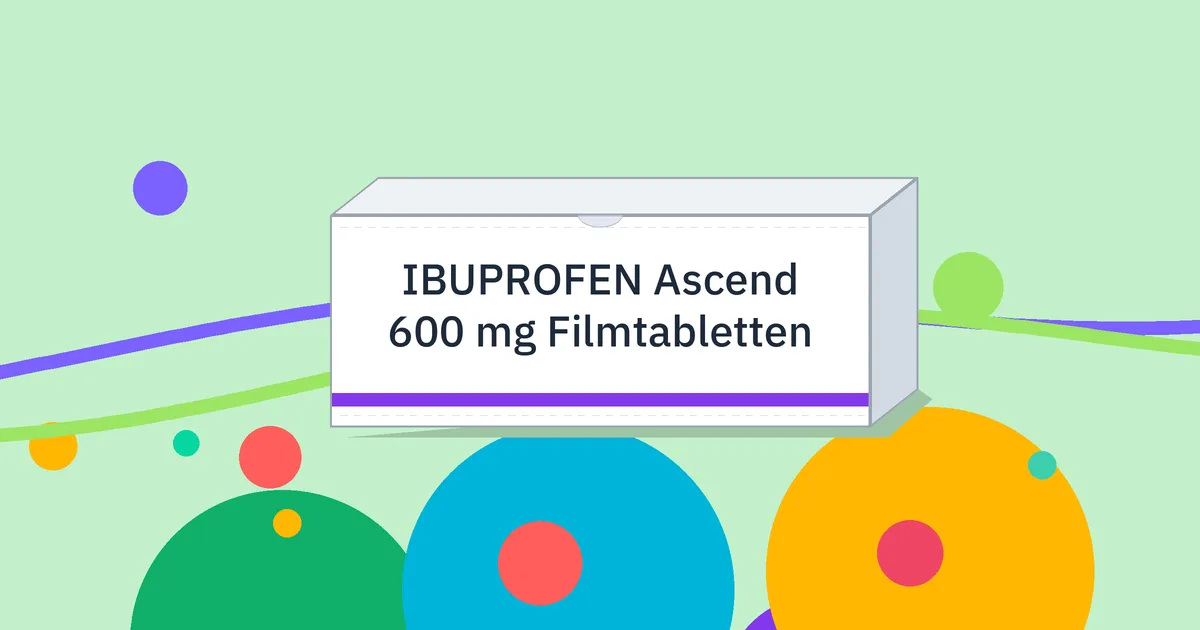 Symbolbild: Packung mit der Aufschrift IBUPROFEN Ascend 600 mg Filmtabletten (PZN 16127240) – Verfügbarkeit und Bezug in Apotheken in Frankfurt am Main