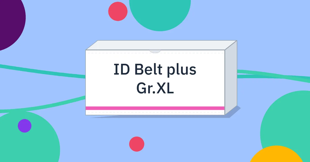 Symbolbild: Packung mit der Aufschrift ID Belt plus Gr.XL (PZN 16654146) – Verfügbarkeit und Bezug in Apotheken in Frankfurt am Main