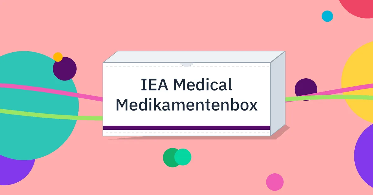 Symbolbild: Packung mit der Aufschrift IEA Medical Medikamentenbox (PZN 19540667) – Verfügbarkeit und Bezug in Apotheken in Frankfurt am Main