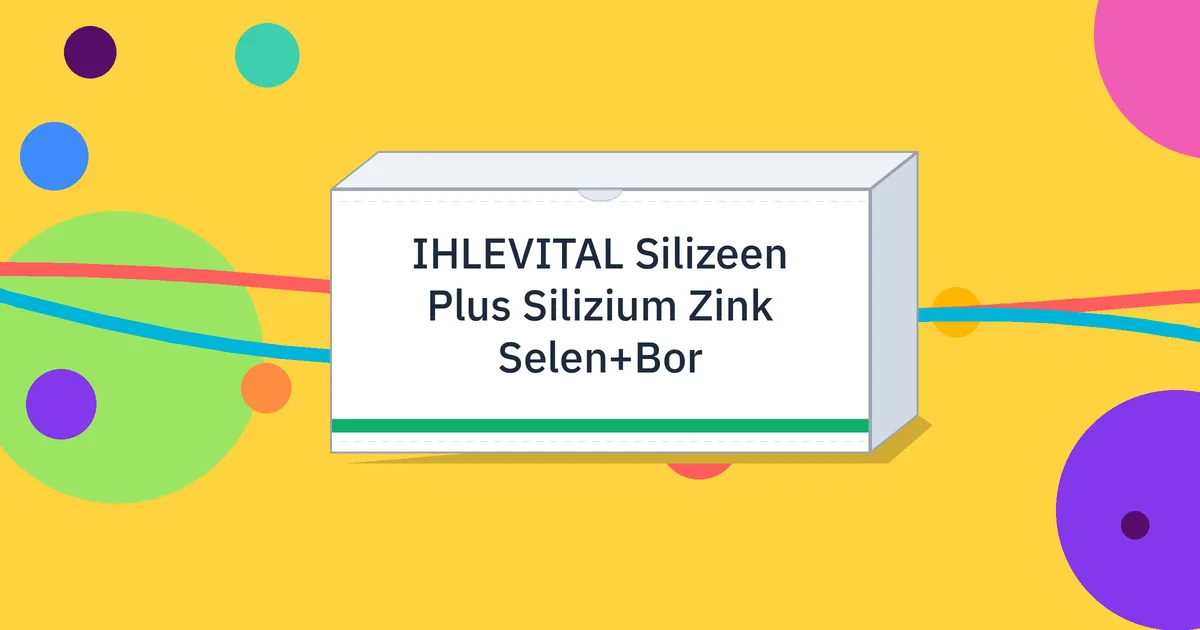 Symbolbild: Packung mit der Aufschrift IHLEVITAL Silizeen Plus Silizium Zink Selen+Bor (PZN 06967157) – Verfügbarkeit und Bezug in Apotheken in Frankfurt am Main