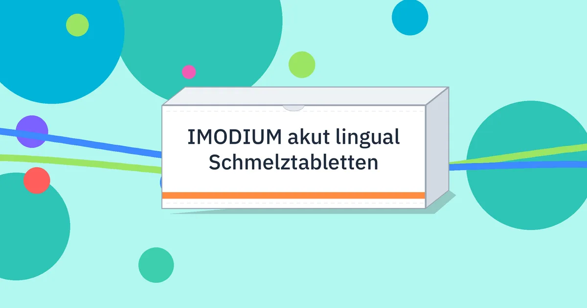 Symbolbild: Packung mit der Aufschrift IMODIUM akut lingual Schmelztabletten (PZN 01689854) – Verfügbarkeit und Bezug in Apotheken in Frankfurt am Main