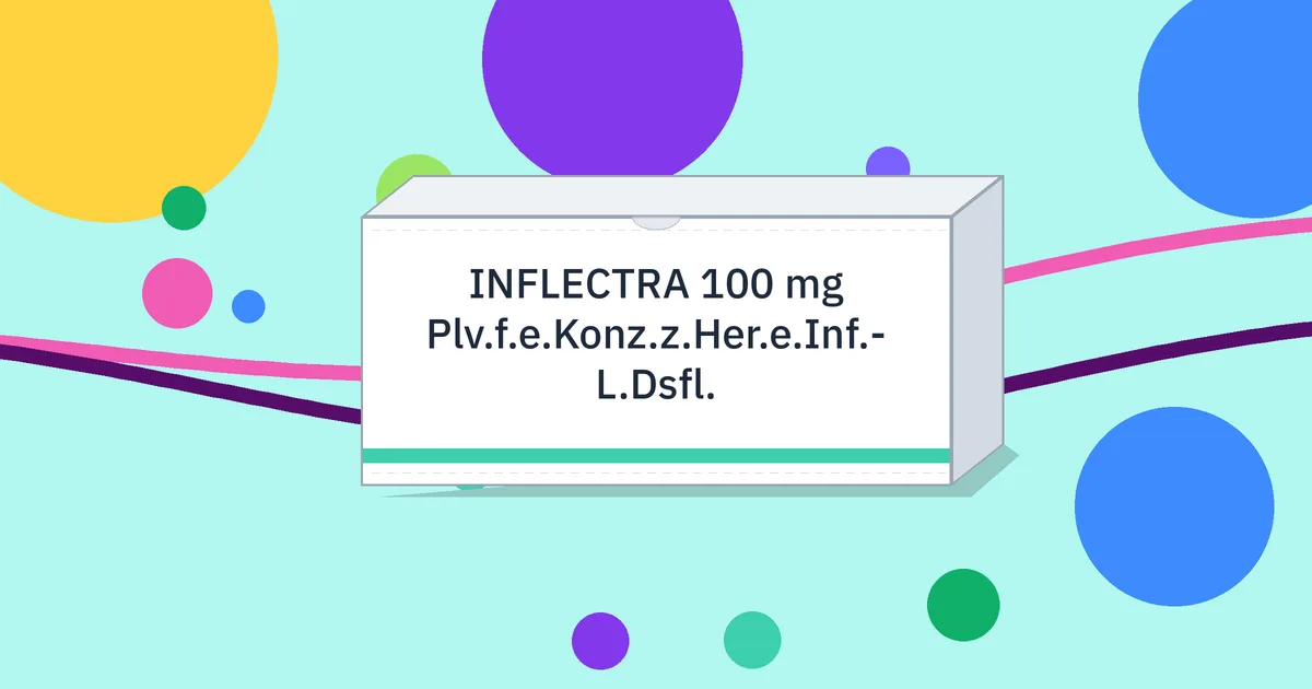 Symbolbild: Packung mit der Aufschrift INFLECTRA 100 mg Plv.f.e.Konz.z.Her.e.Inf.-L.Dsfl. (PZN 15434052) – Verfügbarkeit und Bezug in Apotheken in Frankfurt am Main