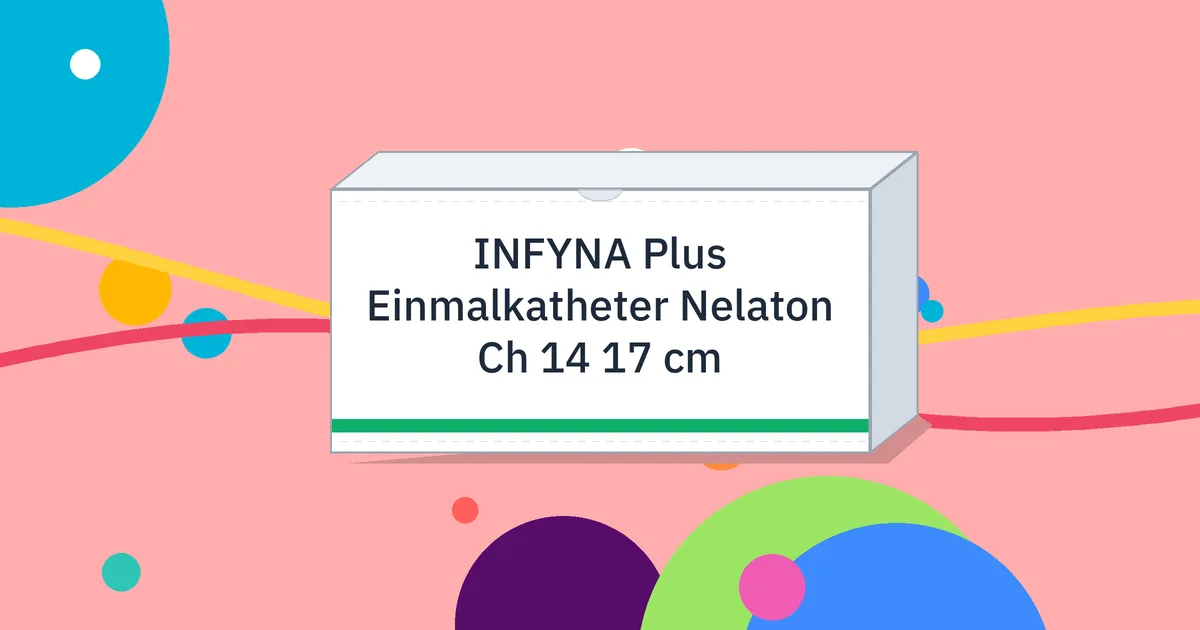 Symbolbild: Packung mit der Aufschrift INFYNA Plus Einmalkatheter Nelaton Ch 14 17 cm (PZN 13751110) – Verfügbarkeit und Bezug in Apotheken in Frankfurt am Main