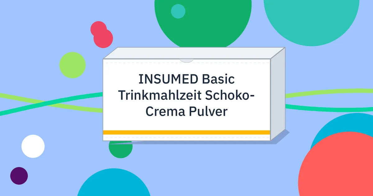Symbolbild: Packung mit der Aufschrift INSUMED Basic Trinkmahlzeit Schoko-Crema Pulver (PZN 16655602) – Verfügbarkeit und Bezug in Apotheken in Frankfurt am Main